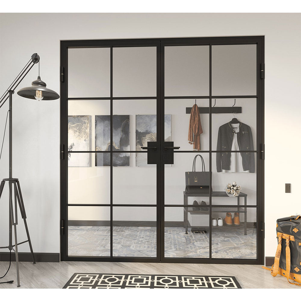 LVDUN New Design Double Height Panoramic Glass Internal Steel Patio Do ...
