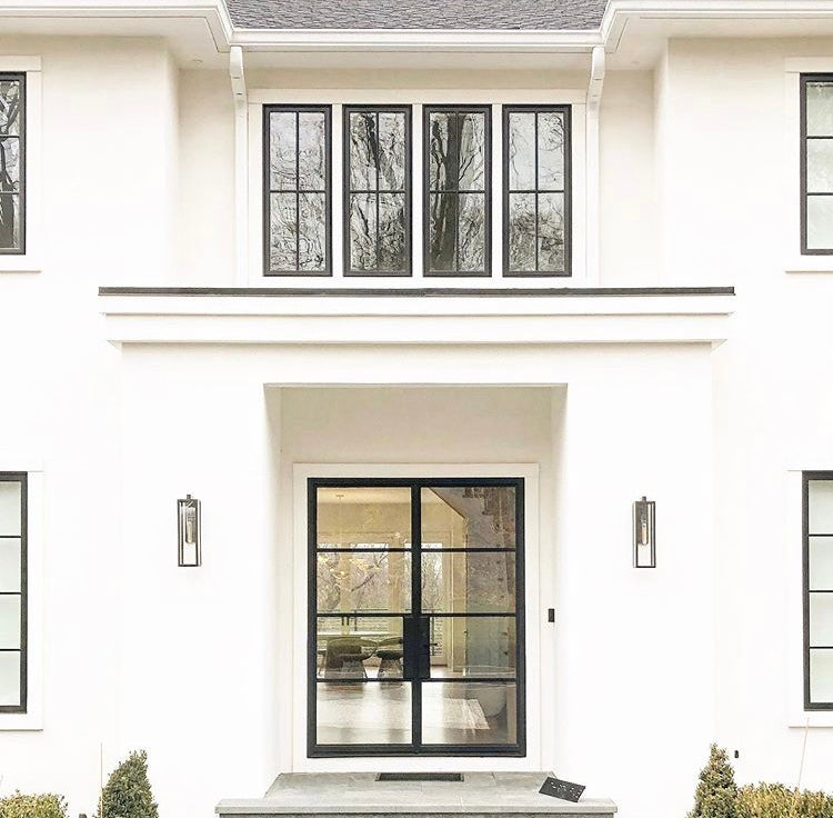 Space design retro matte black steel windows design bespoke steel exte ...